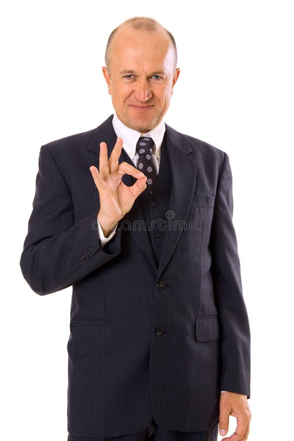 Businessman Showing Ok Sign Stock Photo - Image of aged, communication ...