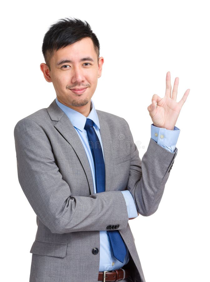Businessman with ok sign stock photo. Image of boss, hand - 44094118