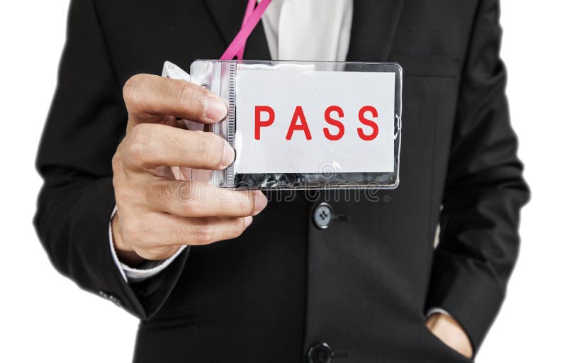 Businessman Showing PASS Card, Isolated on White Background Stock Photo ...