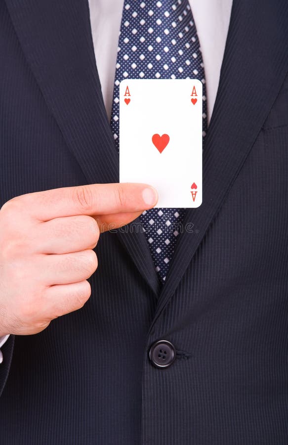 Businessman Showing Playing Card. Stock Photo - Image of gambling ...
