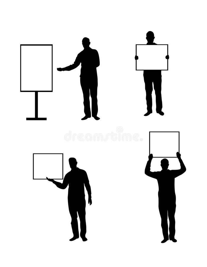 Businessman Showing Presentation on Blank Sheet Copy Space Silhouette ...