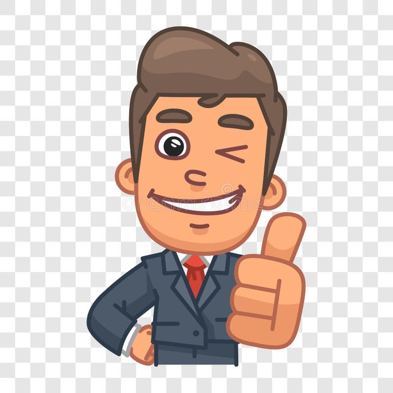 Businessman Showing Thumbs Up and Winking. Funny Character Stock Vector ...