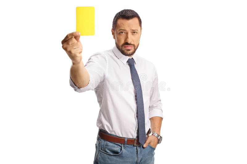 Businessman Showing a Yellow Card Stock Photo - Image of dismissal ...