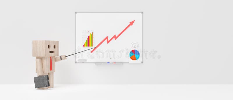 Businessman Shows the Chart, Funny Character 3d Render Stock ...