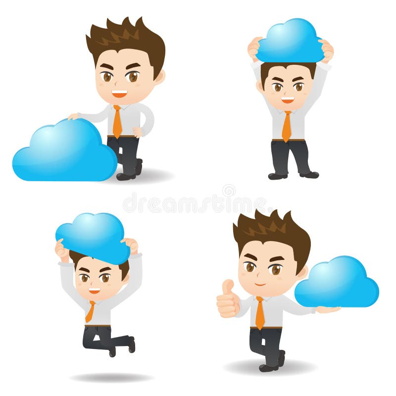 Businessman Shows Cloud Computing Technology Stock Vector ...