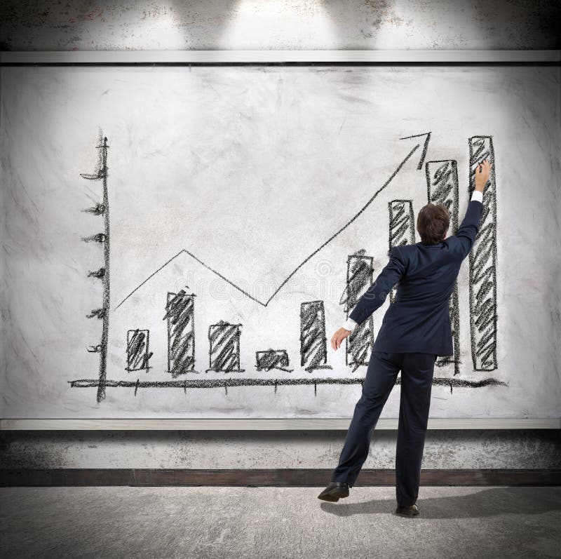 Businessman Shows Economic Growth Stock Photo - Image of statistics ...
