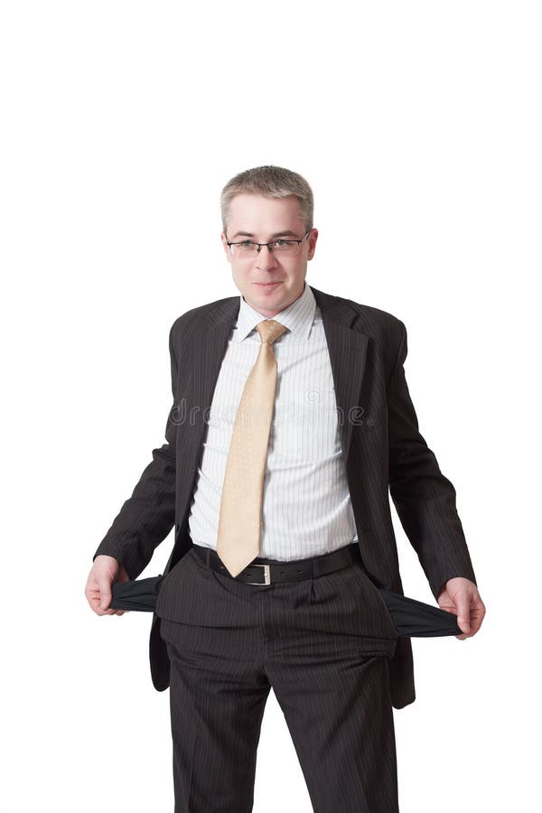 Businessman Shows Empty Pockets Stock Photo - Image of problem, finance ...