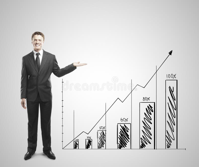 Businessman shows graph stock image. Image of room, show - 32142393