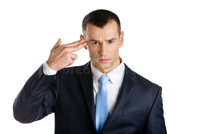 Businessman Shows Hand Gun Gesture Stock Image - Image of horizontal ...