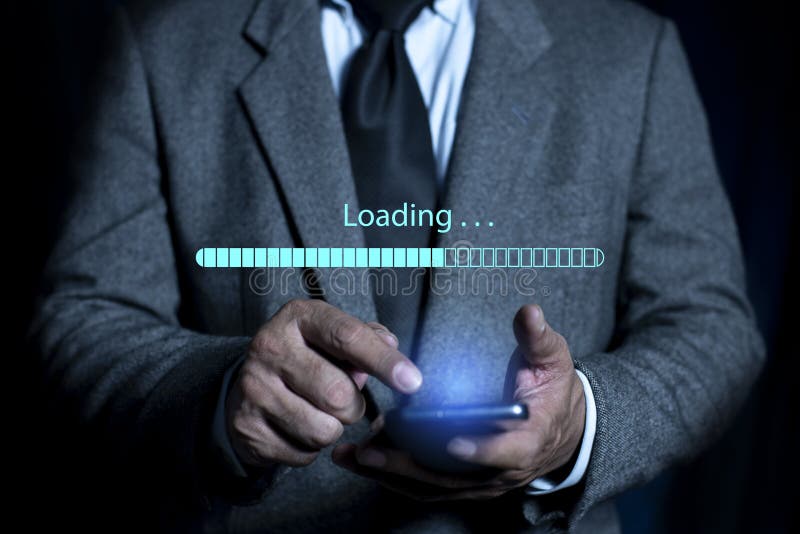 Businessman Shows the Sign of Download Application and Waiting To ...