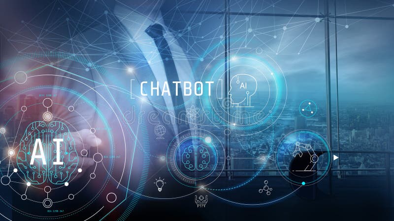 Businessman Shows Virtual Graphical Global Interface, Connects To Chat ...