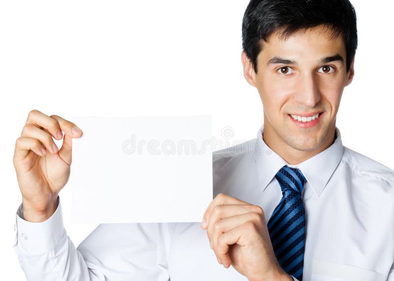 Businessman with signboard stock photo. Image of presentation - 20767122