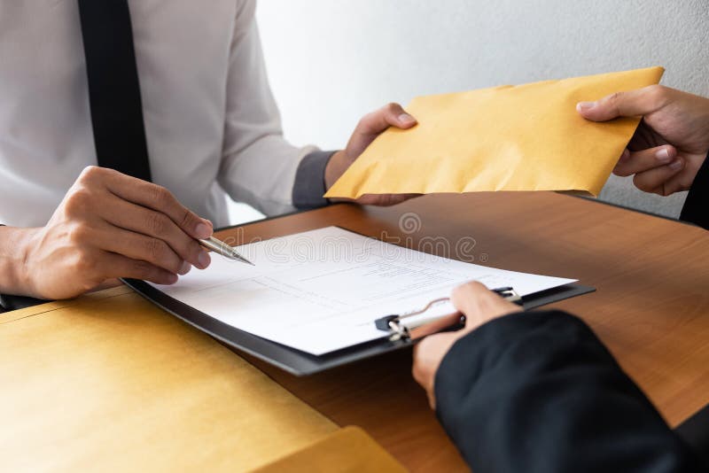 The Businessman Signed a Document for Receiving a Bribe in a Brown ...