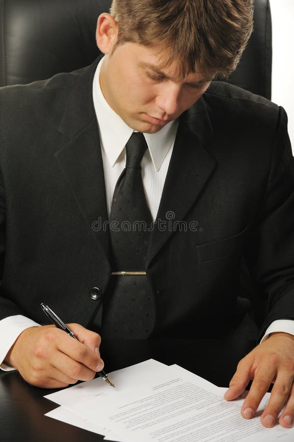 Businessmen Signing Contracts Stock Photo - Image of connection, people ...