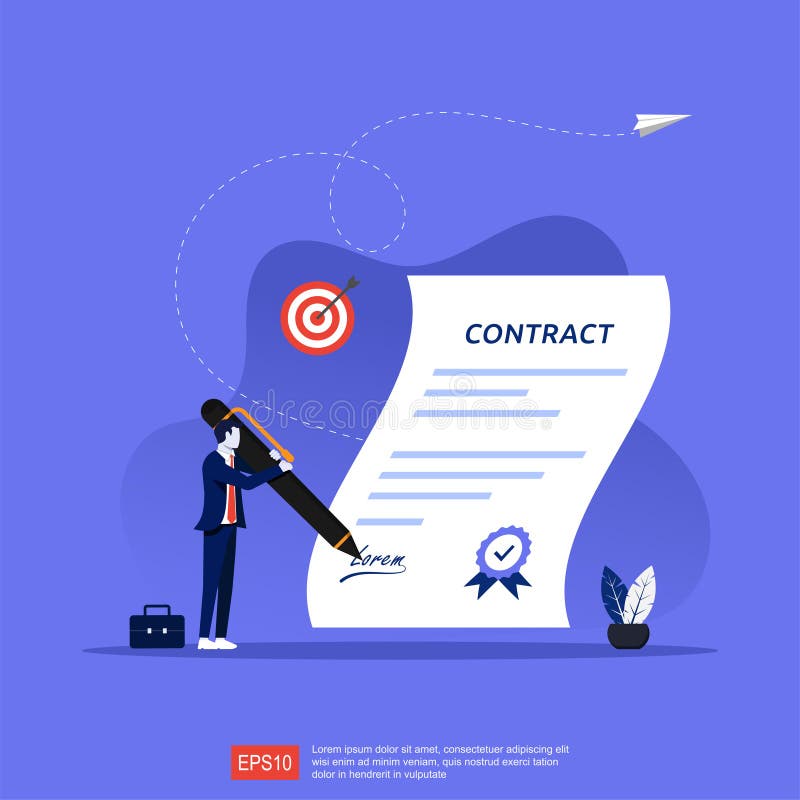 Businessman Signing a Contract Concept Vector Illustration Stock Vector ...