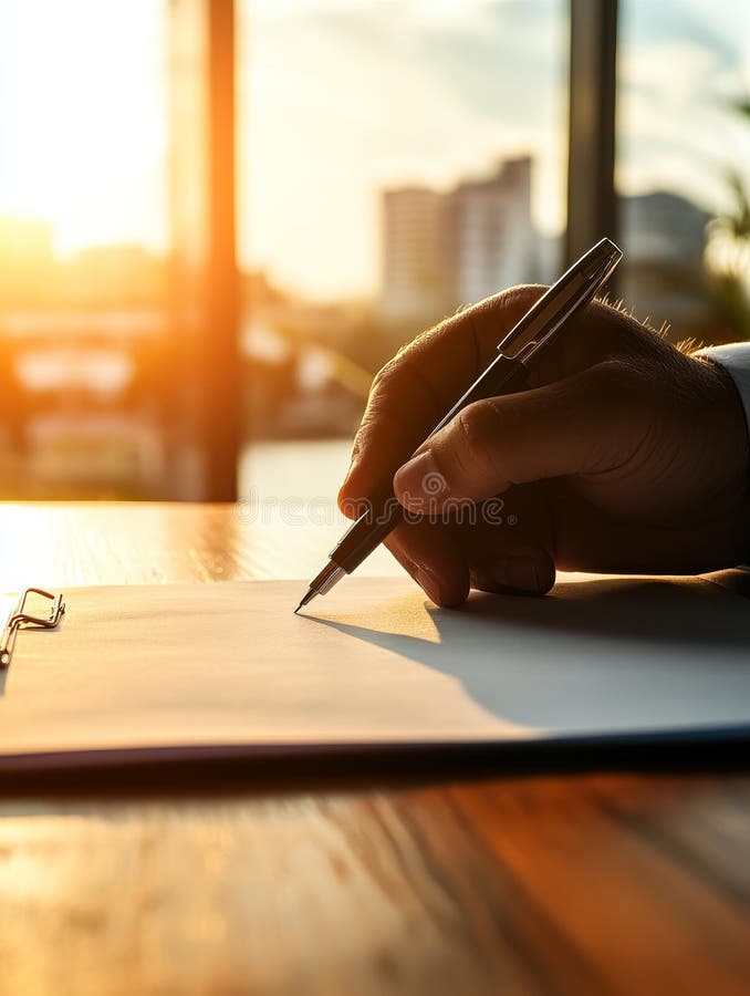 A Businessman Signing a Contract in a Modern Office Setting the Image ...