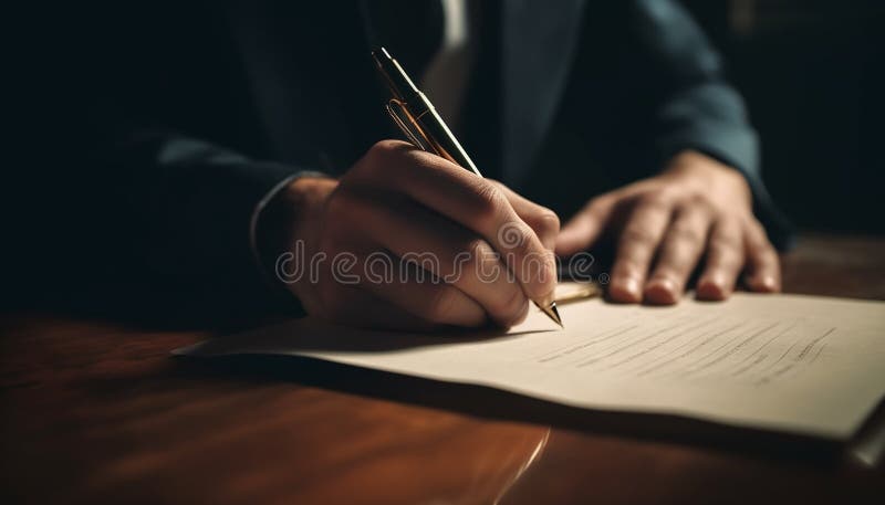 Businessman Signing Contract, Success in His Hand Generated by AI Stock ...