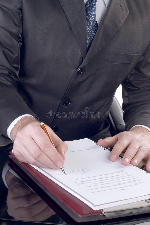Businessman Signing a Document Stock Image - Image of close, room: 1108089