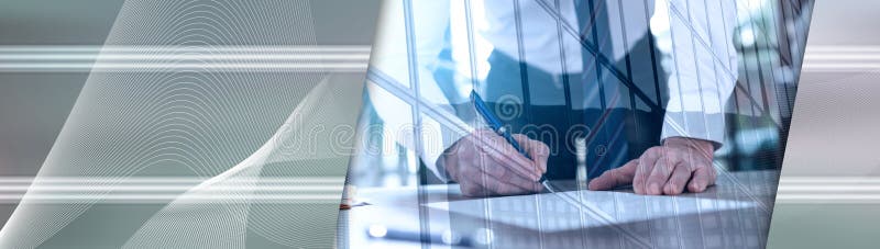 Businessman Signing a Document, Double Exposure, Light Effect ...