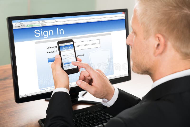 Businessman Signing in Email Account Stock Image - Image of password ...