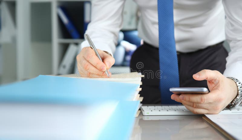 Businessman Signs Stack Documents in Table Office Stock Photo - Image ...