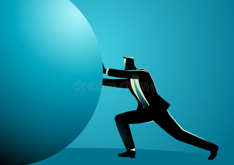 Businessman Silhouette Pushing Stock Illustration - Illustration of ...
