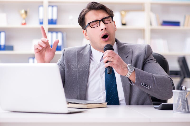 The Businessman Singing in the Office Stock Image - Image of ...
