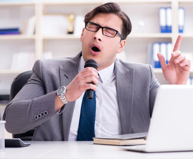 Businessman Singing in the Office Stock Image - Image of busy, male ...