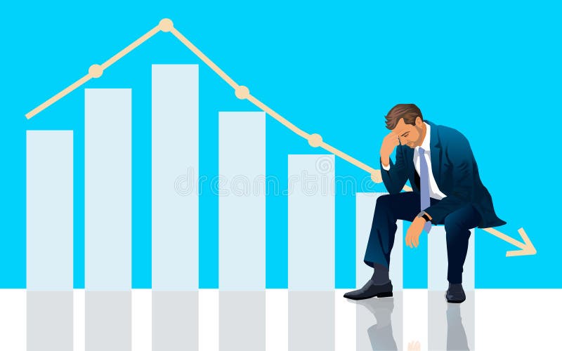 Businessman are Sit Down on a Business Graph. Chart in the Fall ...