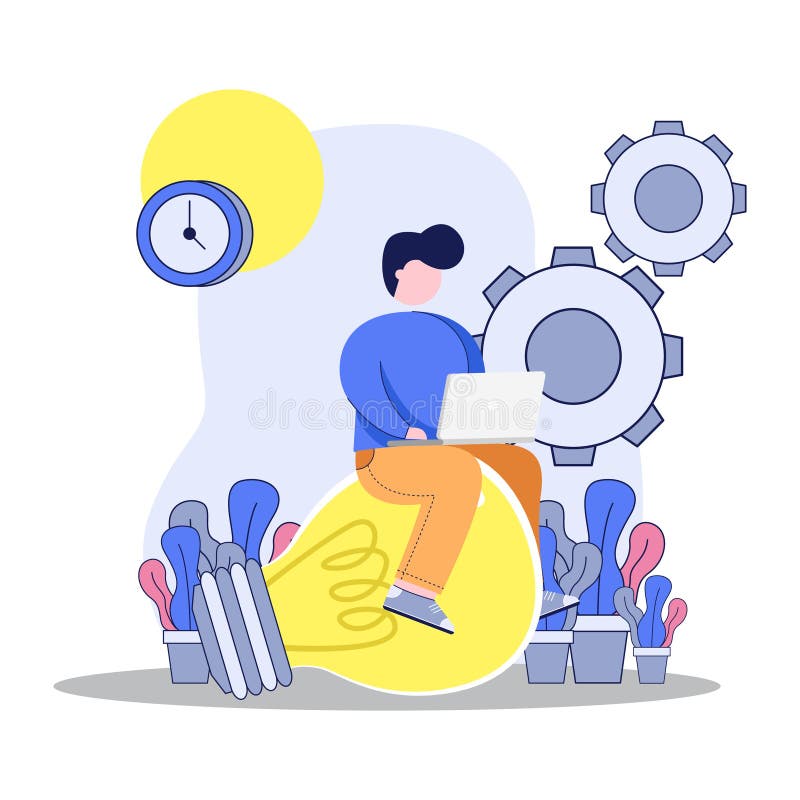 Businessman Sit Down To Work and Think Creatively in the Big Light ...