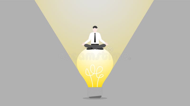 A Businessman Sits on a Big Light Bulb Stock Vector - Illustration of ...