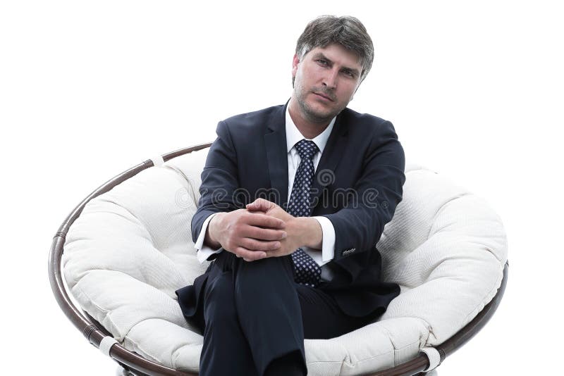 Successful Businessman Sits in a Soft Comfortable Chair. Stock Photo ...