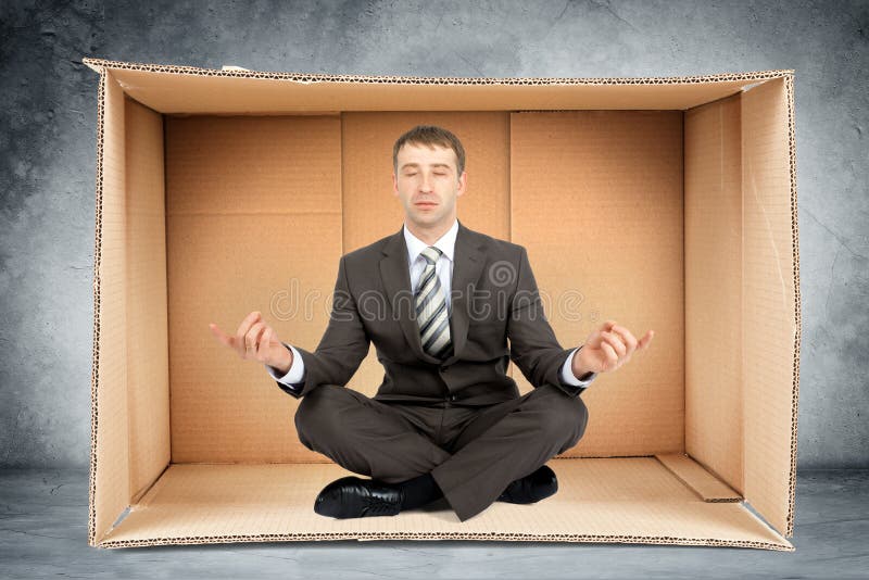 Businessman sitting in box stock image. Image of boss - 66294543