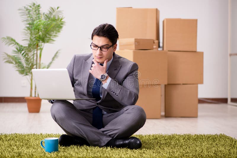 The Businessman Sitting on the Carpet in Office Stock Image - Image of ...
