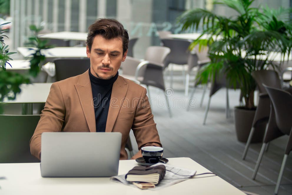 Businessman Sitting at a Computer Stock Photo - Image of laptop, stress ...