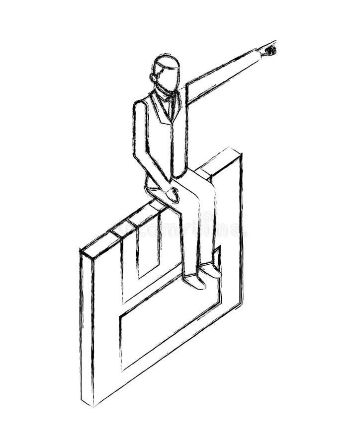 Businessman Sitting on the Floppy Disk Stock Illustration ...