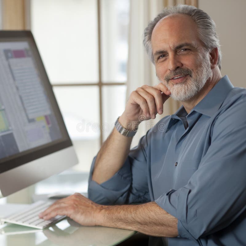 Businessman Sitting in Front of Computer Stock Image - Image of ... Businessman Sitting in Front of Computer Stock Image - Image of ...