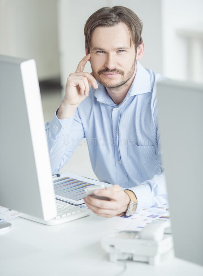 Handsome Businessman Sitting Front Monitors Stock Photos - Free ... Handsome Businessman Sitting Front Monitors Stock Photos - Free ...