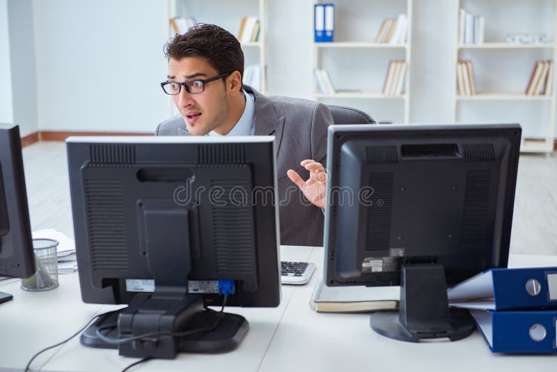 The Businessman Sitting in Front of Many Screens Stock Image - Image of ... The Businessman Sitting in Front of Many Screens Stock Image - Image of ...