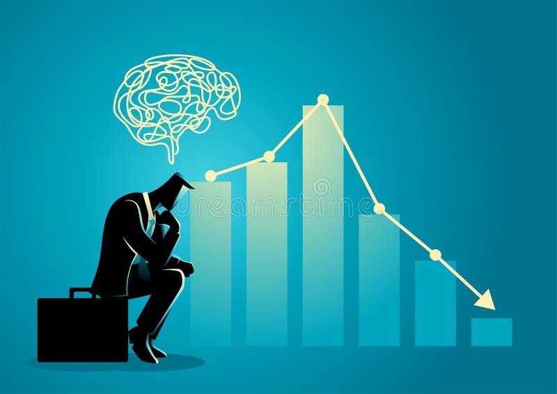 Businessman Sitting on His Briefcase with a Tangled Mind Stock Vector ...