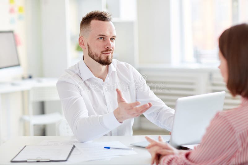 Interview at office stock image. Image of interview - 115132553