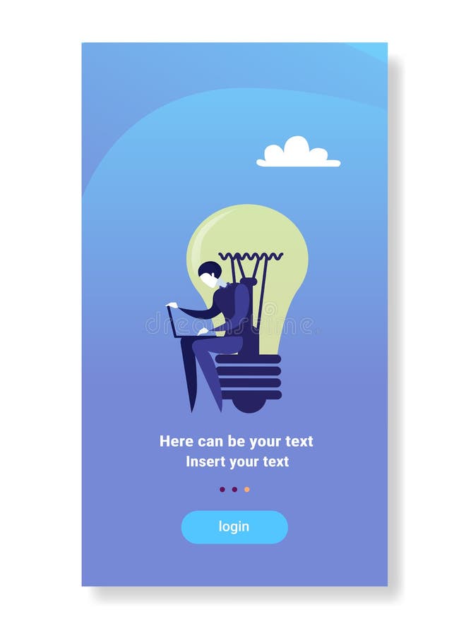 Businessman Sitting Light Lamp Working Laptop Computer Creative Idea ...