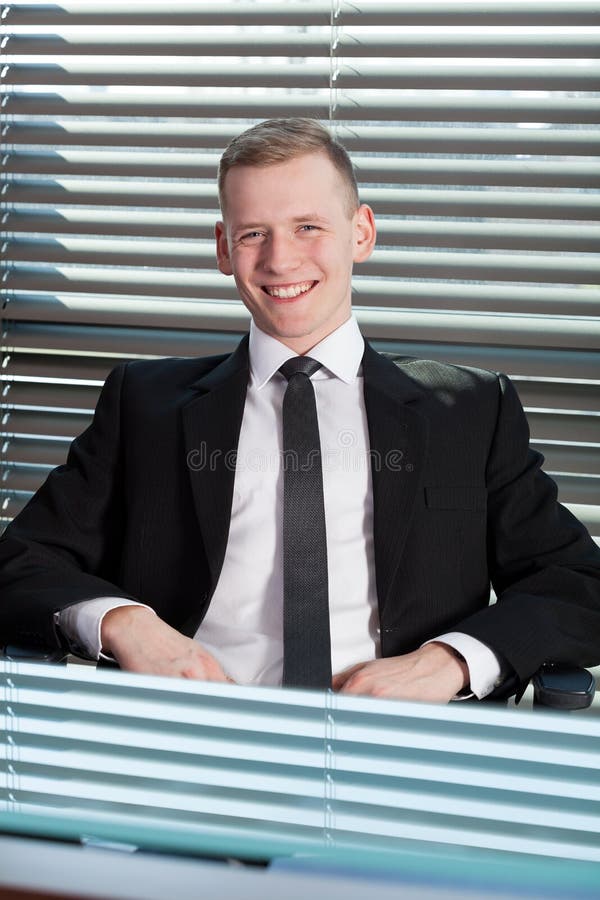 Businessman Sitting in Office Stock Photo - Image of company, elegance ...