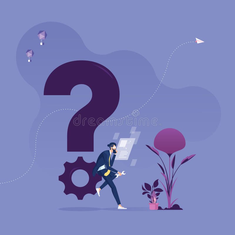 Businessman Sitting on a Question Mark, Thinking and Solution Seeking ...