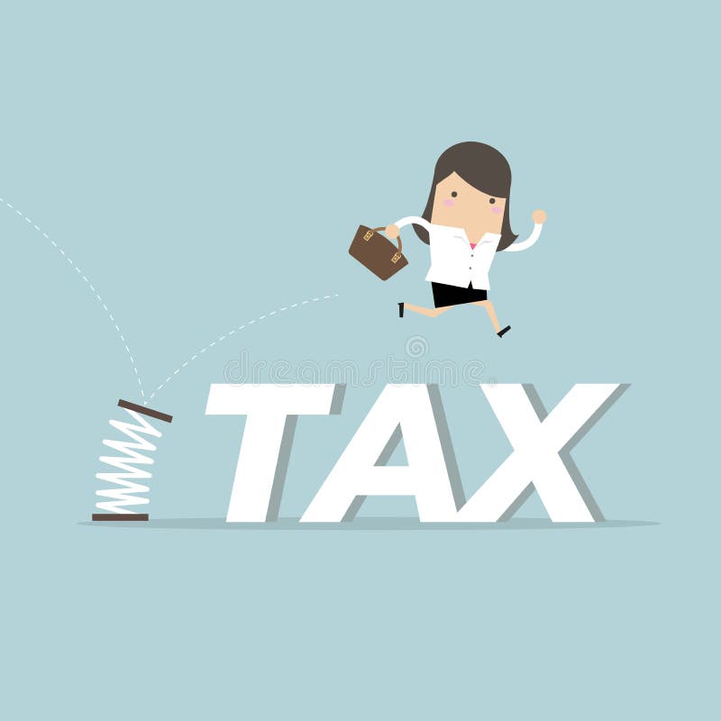 Businessman Skipping Taxes with Spring. Stock Vector - Illustration of ...