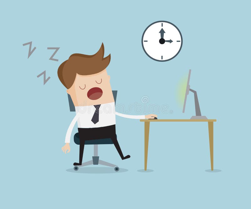 Businessman Sleeping Front of Computer Stock Vector - Illustration of ...