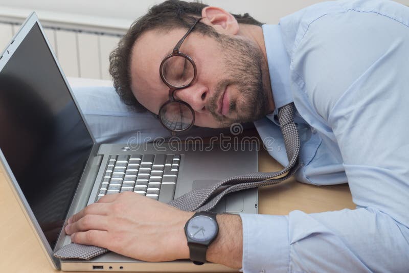 Businessman Sleeping on His Laptop Stock Image - Image of keyboard ...