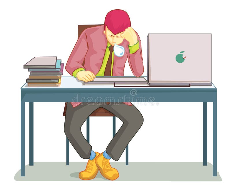Businessman Sleeping on His Office Desk Stock Vector - Illustration of ...