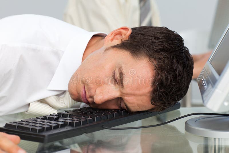 Businessman Sleeping on a Keyboard Stock Photo - Image of business ...