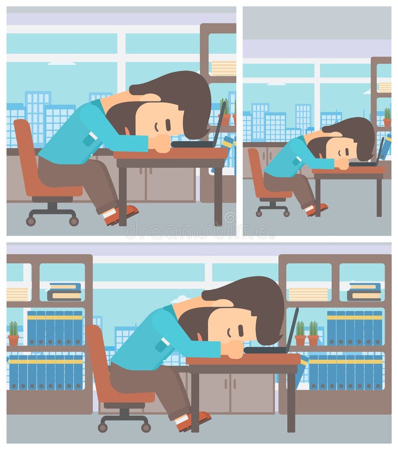 Businessman Sleeping on Workplace. Stock Vector - Illustration of ...